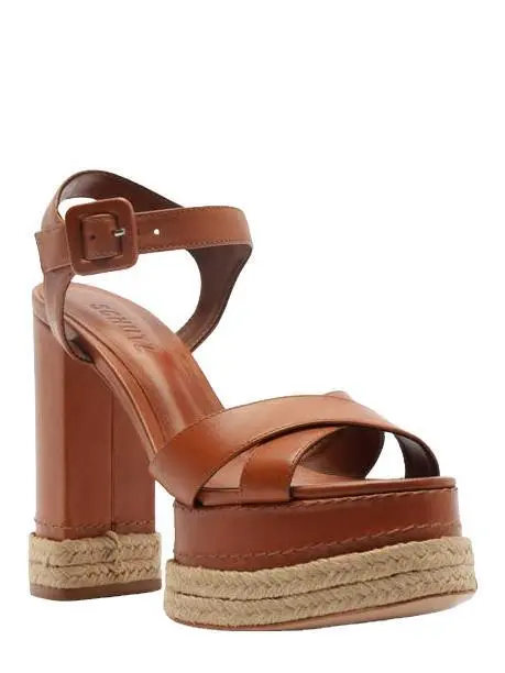 Schutz Hilda Ankle Strap Platform Sandal - Cognac