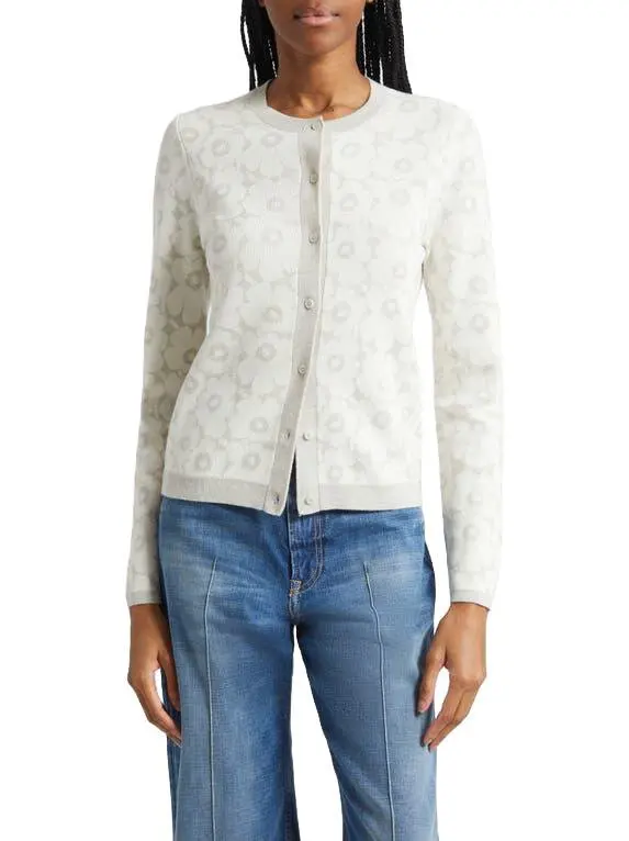 Marimekko Etevyys Keidas Floral Cotton Cardigan - Off-white