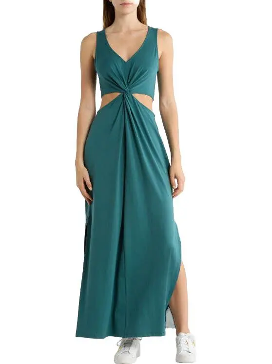Beyond Yoga Cutout Detail Maxi Dress - Teal Sea