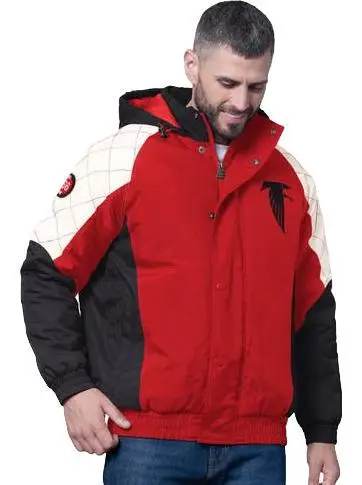STARTER Atlanta Falcons Oxford Crinkle Full-snap Hoodie Jacket - Red