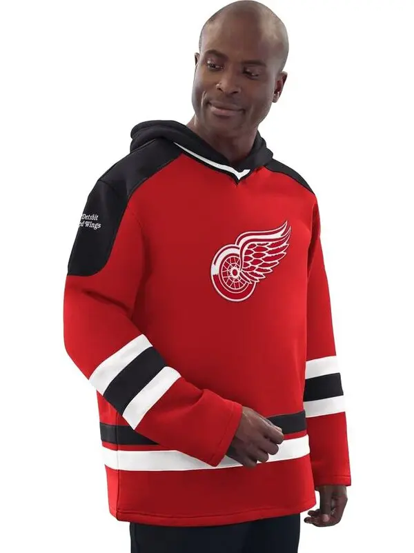 STARTER Detroit Wings Hockey Pullover Hoodie - Red