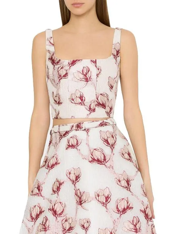 MILLY Paige Floral Crop Top - Pink/white