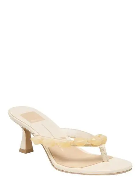 Dolce Vita Daksie Embellished Flip Flop - Off White Leather