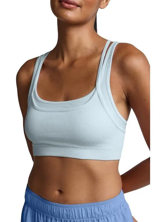 Beyond Yoga Seamless Moves Layered Sports Bra - Morning Sky Blue