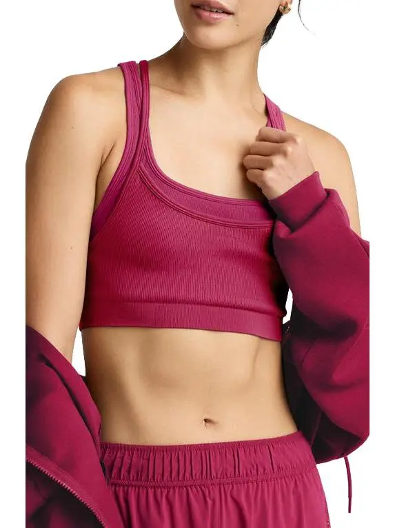 Beyond Yoga Seamless Moves Layered Sports Bra - Sangria