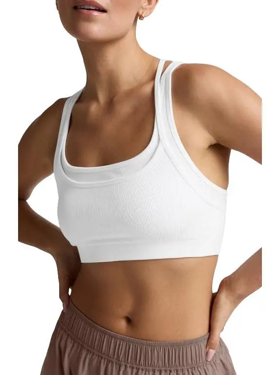 Beyond Yoga Seamless Moves Layered Sports Bra - White