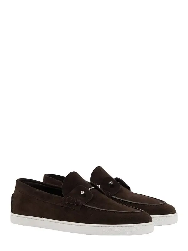 CHRISTIAN LOUBOUTIN Chambeliboat Suede Slip-on Loafers - Brown