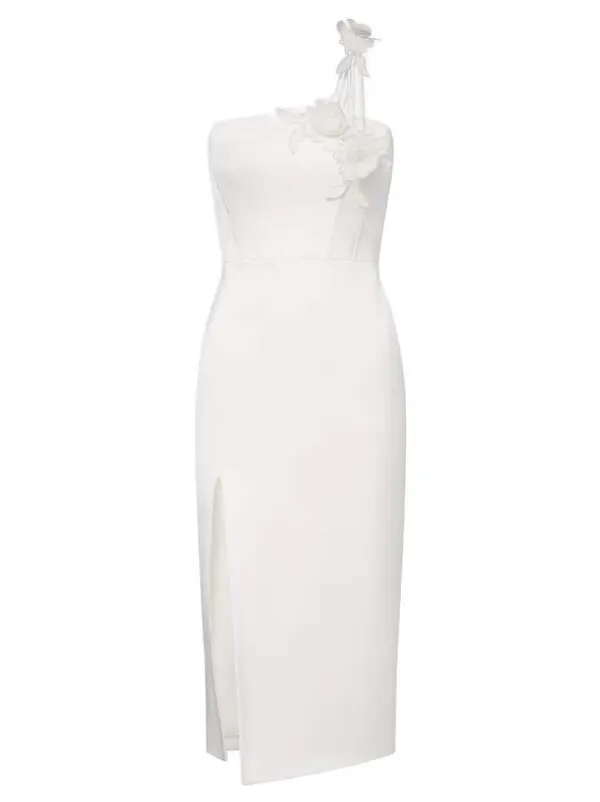 David Koma Floral-appliqué Bustier Dress - White