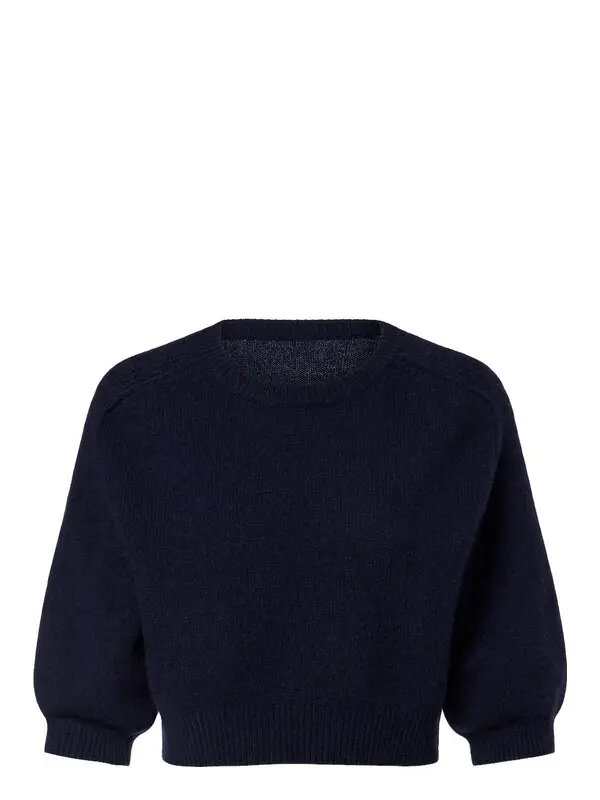 Khaite Lorelai Cropped Wool And Cashmere Sweater - Blue