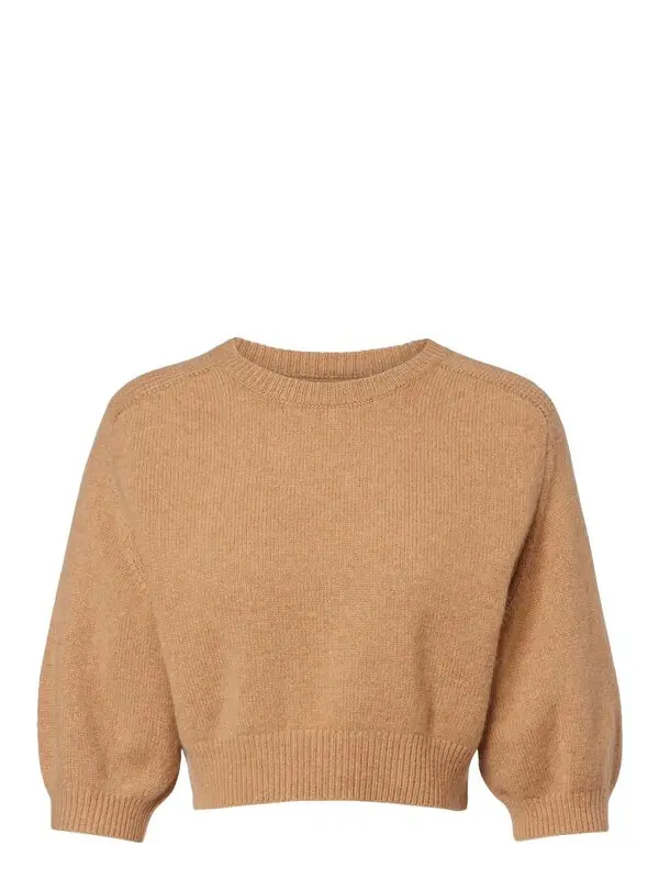 Khaite Lorelai Cropped Wool And Cashmere Sweater - Brown