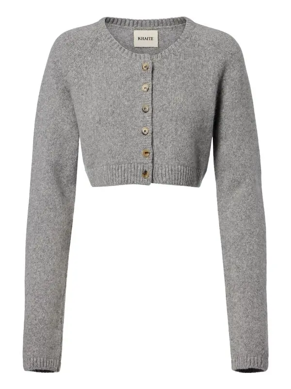Khaite Steph Cropped Cashmere Cardigan - Grey