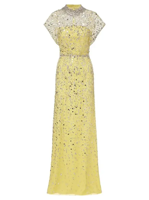 Jenny Packham Crystal Beaded Gown - Yellow