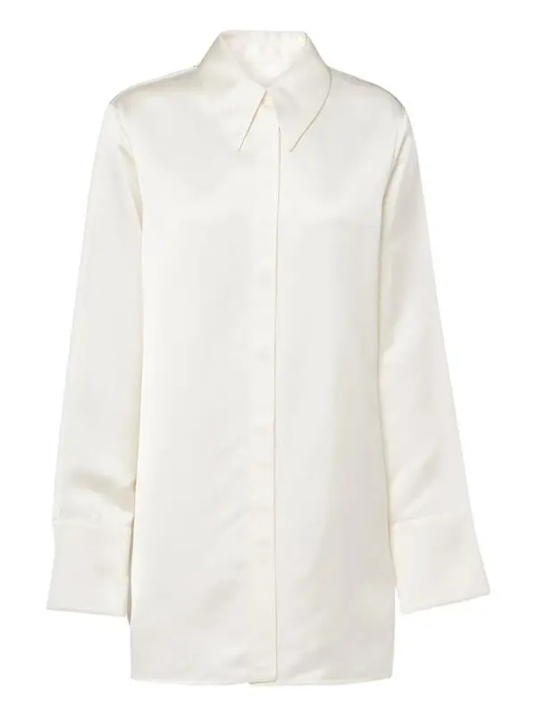 JIL SANDER Satin Button Down Shirt - White
