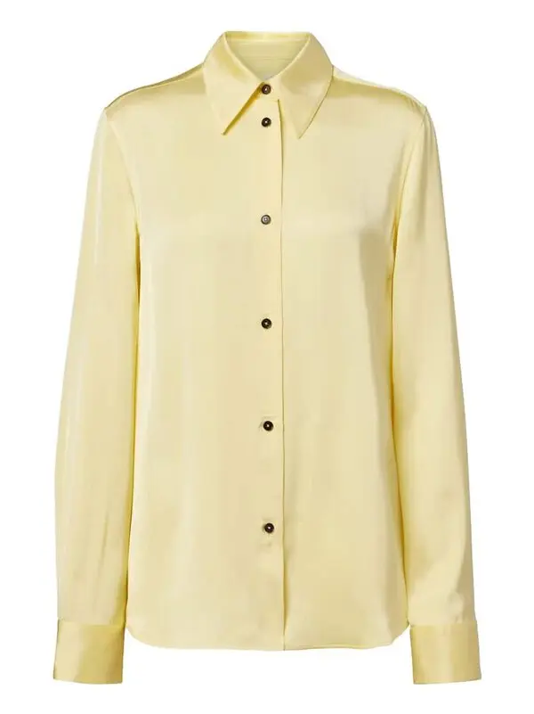 JIL SANDER Satin Button Down Shirt - Yellow