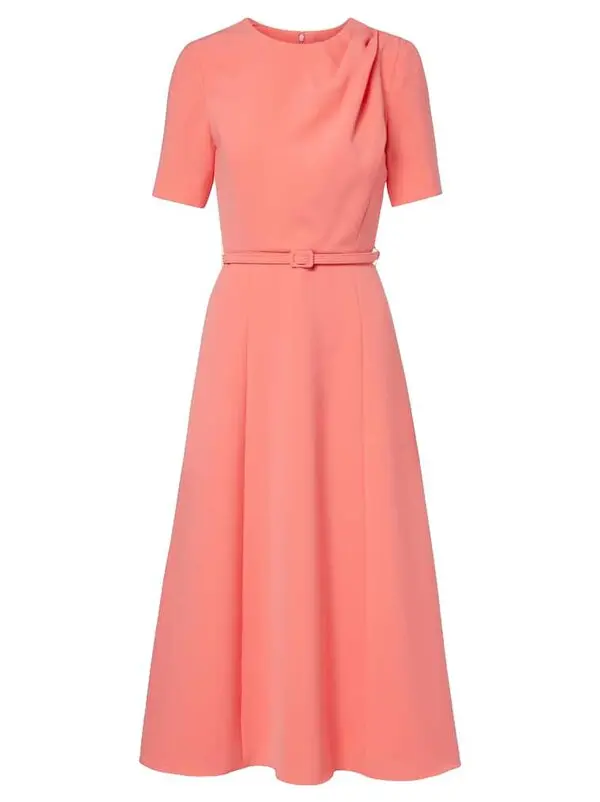 Carolina Herrera Belted Crêpe Midi Dress - Pink