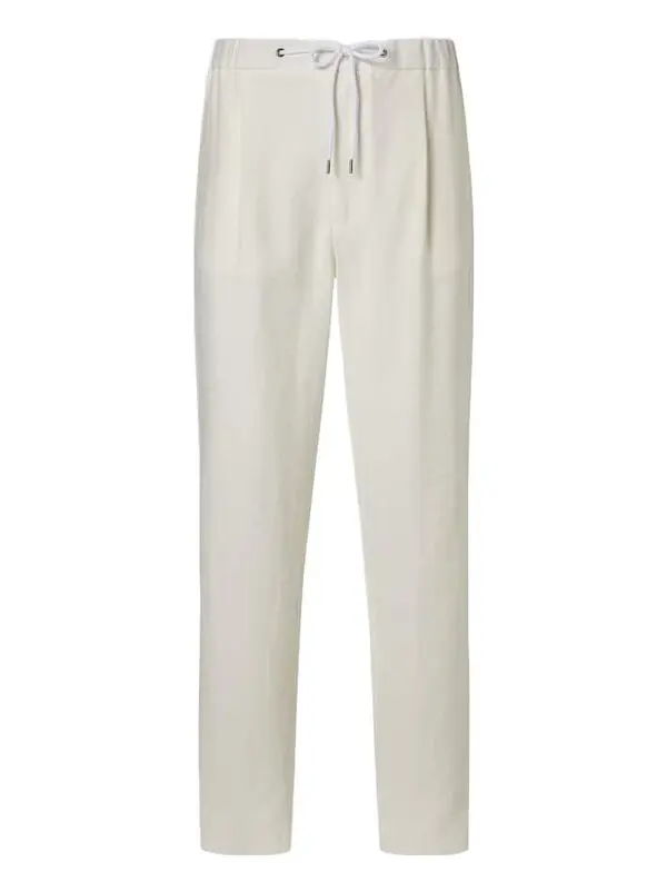 Giorgio Armani Linen Canvas Tapered Pants - White