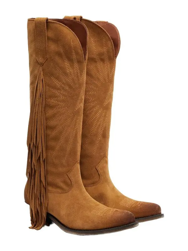 GOLDEN GOOSE Wish Star Fringed Cowboy Boots - Brown