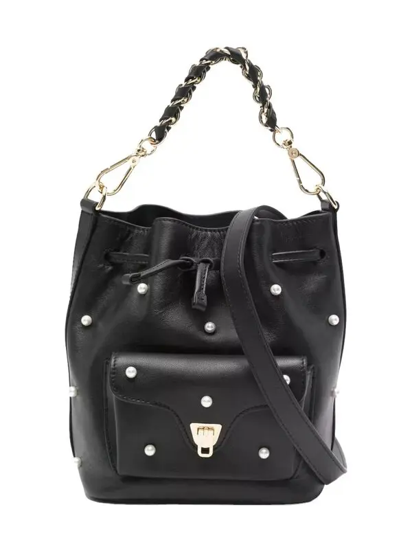 COCCINELLE Pearls Chain Bucket Bag - Black