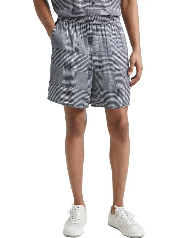 Balmain Prince Of Wales Logo Shorts - Eab Blk/white