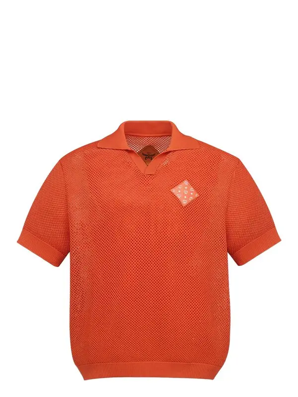 Mcm Visetos Patch Mesh Knit Polo - Orangeade