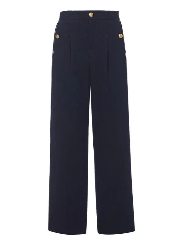 Mcm Bouclé Wide Leg Pants - Navy Blazer