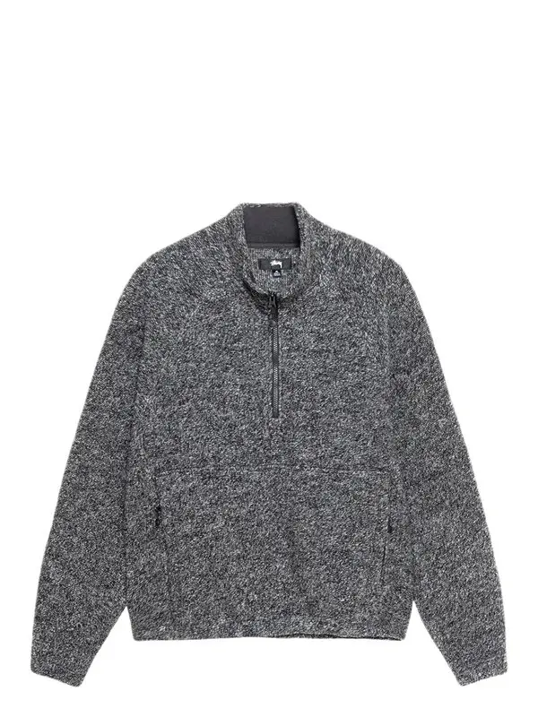 StÜssy Wool Blend Sherpa Mock Neck Pullover - Black