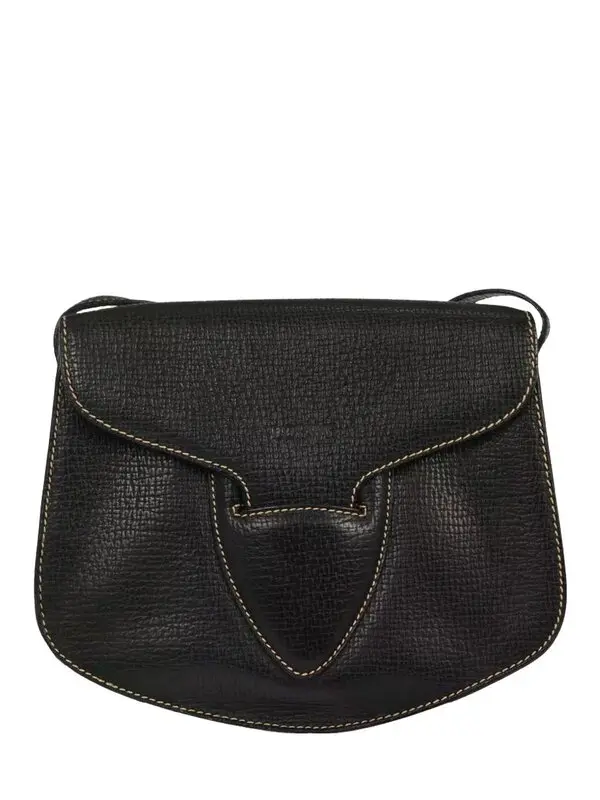 Loewe 1990-2000s Topstitch Shoulder Bag - Black