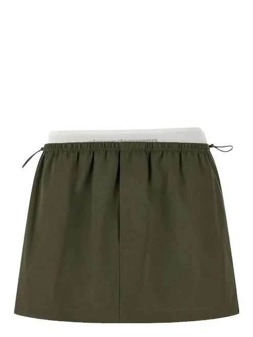 Alexander Wang Mid-rise Mini Skirt With Logo Elastic - Army Green