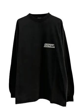 Balenciaga Long Sleeve Oversized T-shirt - Faded Washed Black