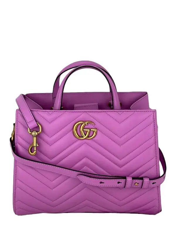 Gucci Gg Marmont Top Handle Small Matelasse - Candy Pink