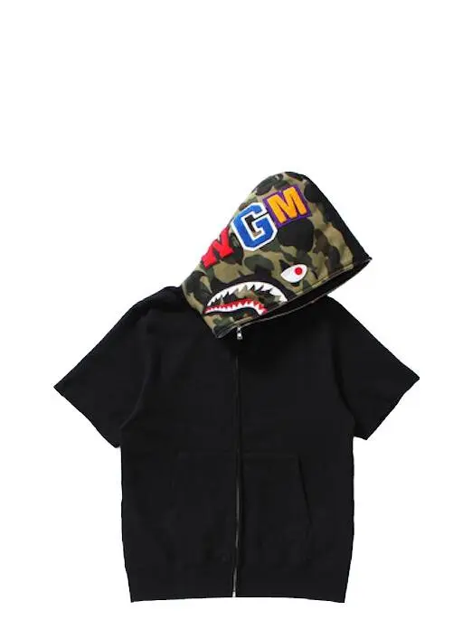 A BATHING APE Shark Full Zip Short Sleeve Hoodie - Black