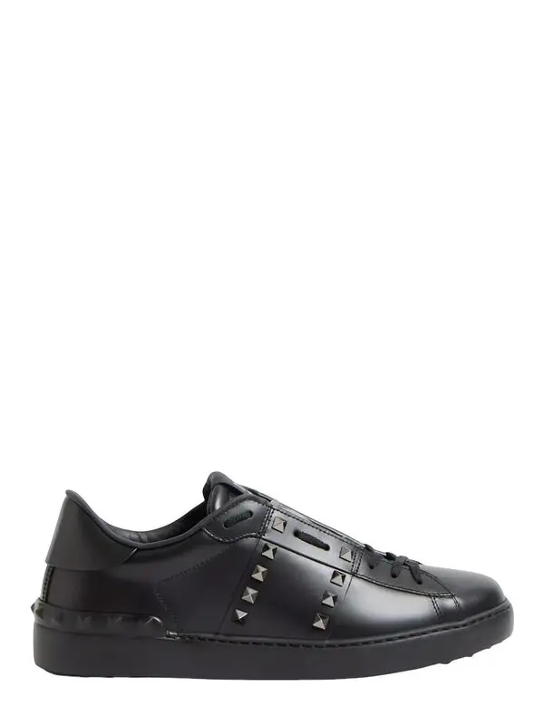 Valentino Garavani Rockstud Untitled Calf Leather Sneakers - Black