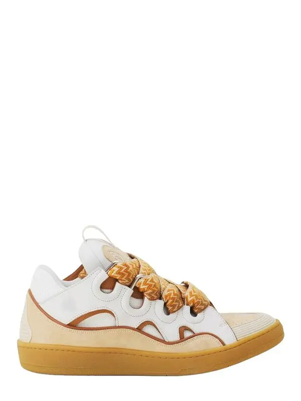 LANVIN Leather Curbin Sneakers - Optic White/honey