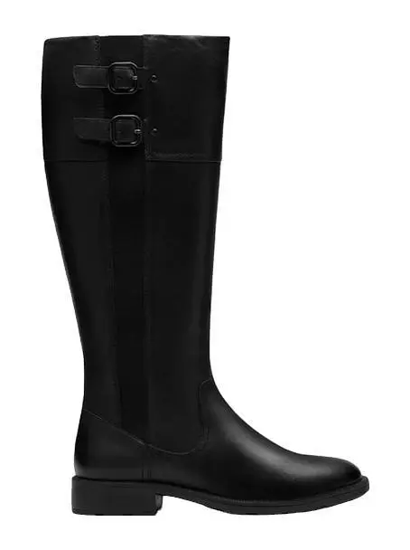 Clarks Leather Knee High Boots - Black Leather