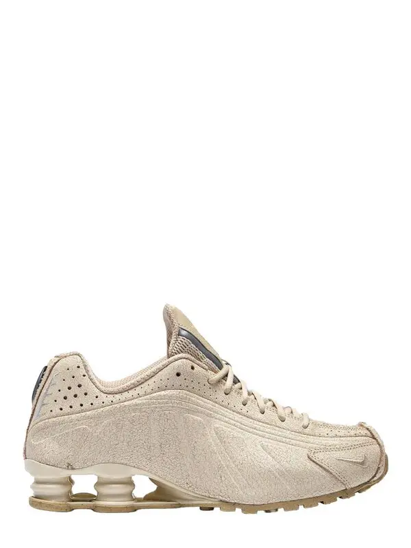 Nike Shox R4 Distressed Leather Sneakers - Natural/metallic Silver/net