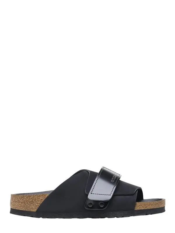 BIRKENSTOCK Kyoto Nubuck Leather Slides - Black