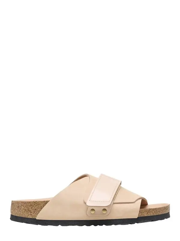 BIRKENSTOCK Kyoto Nubuck Leather Slides - New Beige