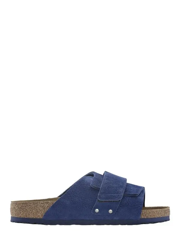 BIRKENSTOCK Kyoto Nubuck Leather Slides - Desert Buck Indigo Blue