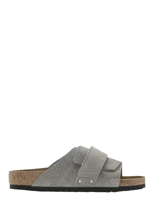 BIRKENSTOCK Kyoto Nubuck Leather Slides - Desert Buck Whale Grey