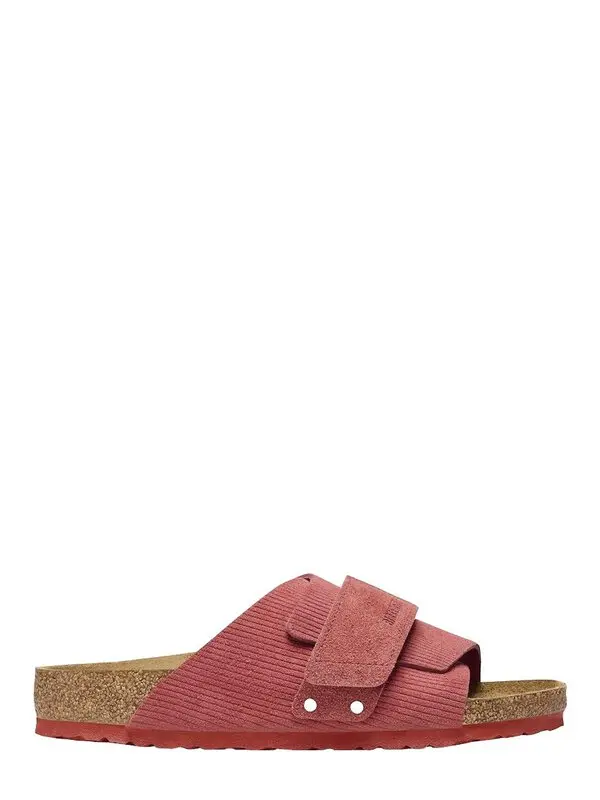 BIRKENSTOCK Kyoto Suede Embossed Slide Sandal - Corduroy Sienna Red