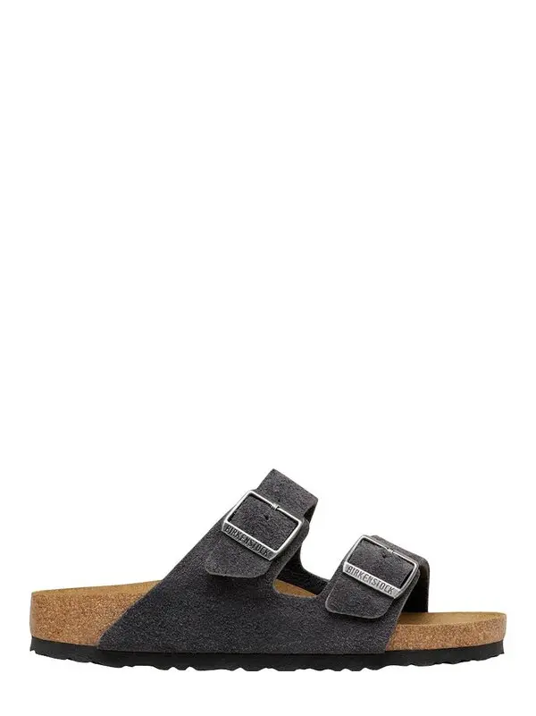 BIRKENSTOCK Arizona Suede Leather Sandals - Charcoal