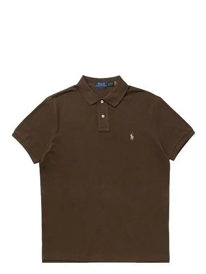 Polo Ralph Lauren Slim Fit Mesh Polo - Nutmeg Brown Heather