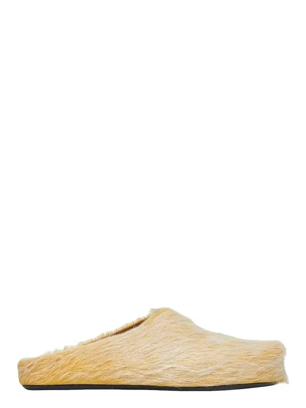Marni Long Hair Calfskin Fussbett Sabot Mule - Yellow
