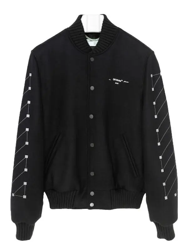 Off-White Embroidered Arrows Varsity Jacket - Black