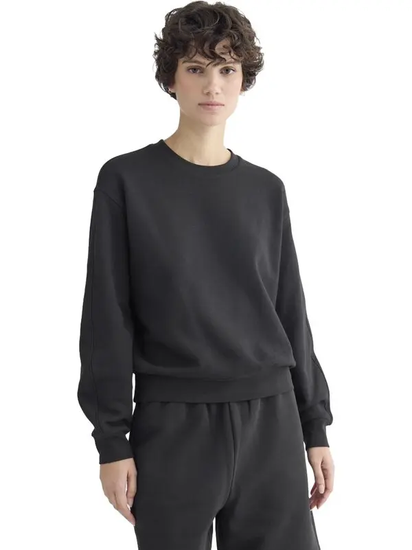 Everlane Lightweight Terry Blouson Crew Neck Sweater - Black