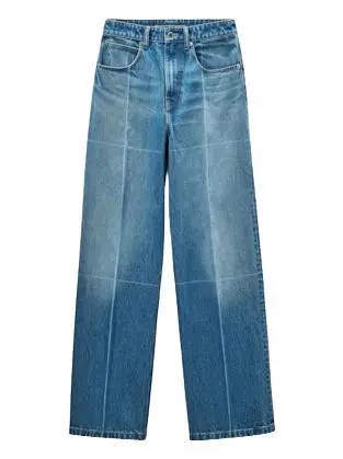 Alexander Wang Straight Faded Fold Lines Pants - Vintage Marbled Blue