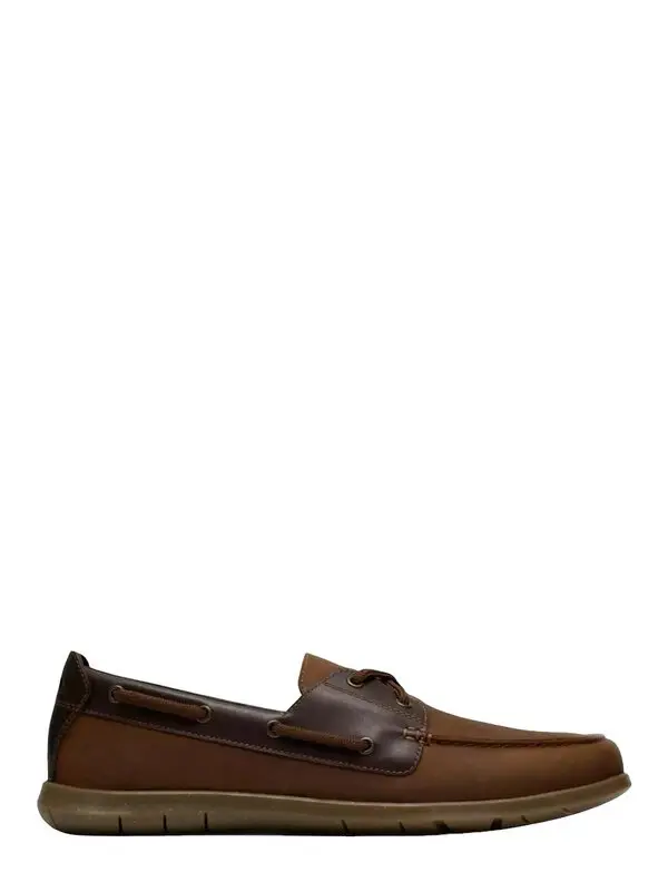 Clarks Flexway 2 Eye Boat Shoes - Brown Nubuck