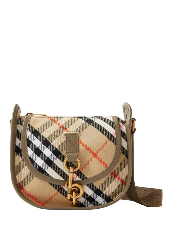 Burberry Leather-trimmed Checked Canvas-jacquard Shoulder Bag - Neutrals