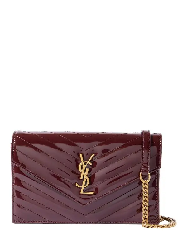 Saint Laurent Cassandre Envelope Matelassé Patent-leather Shoulder Bag - Red