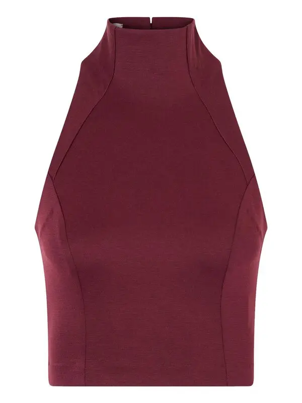 TOLU COKER Cropped Open-back Jersey Top - Burgundy